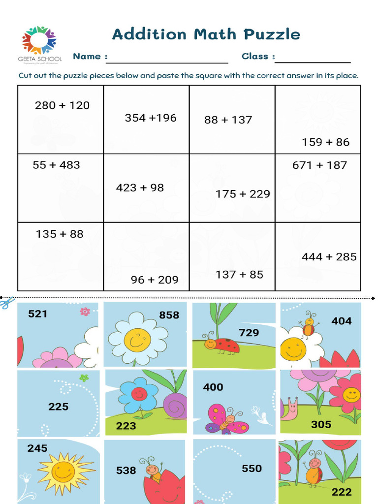 Worksheet Gambar AAddition | PDF