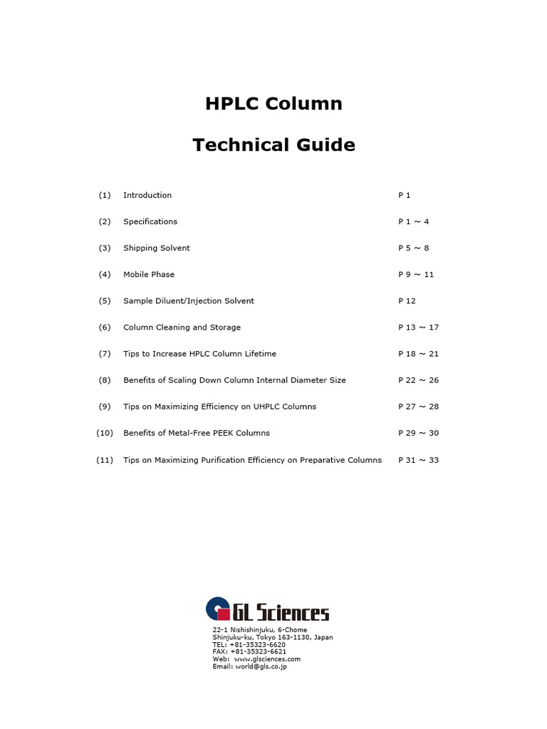 HPLC Column Technical Guide1 0 | PDF | High Performance Liquid ...