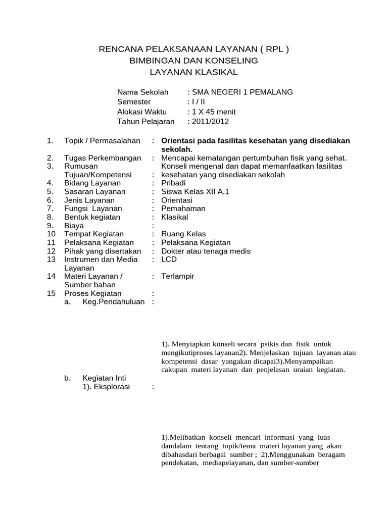 Contoh RPL Klasikal | PDF