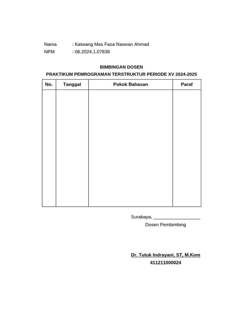 Template Lembar Pengesahan Dosen | PDF | Karier & Perkembangan