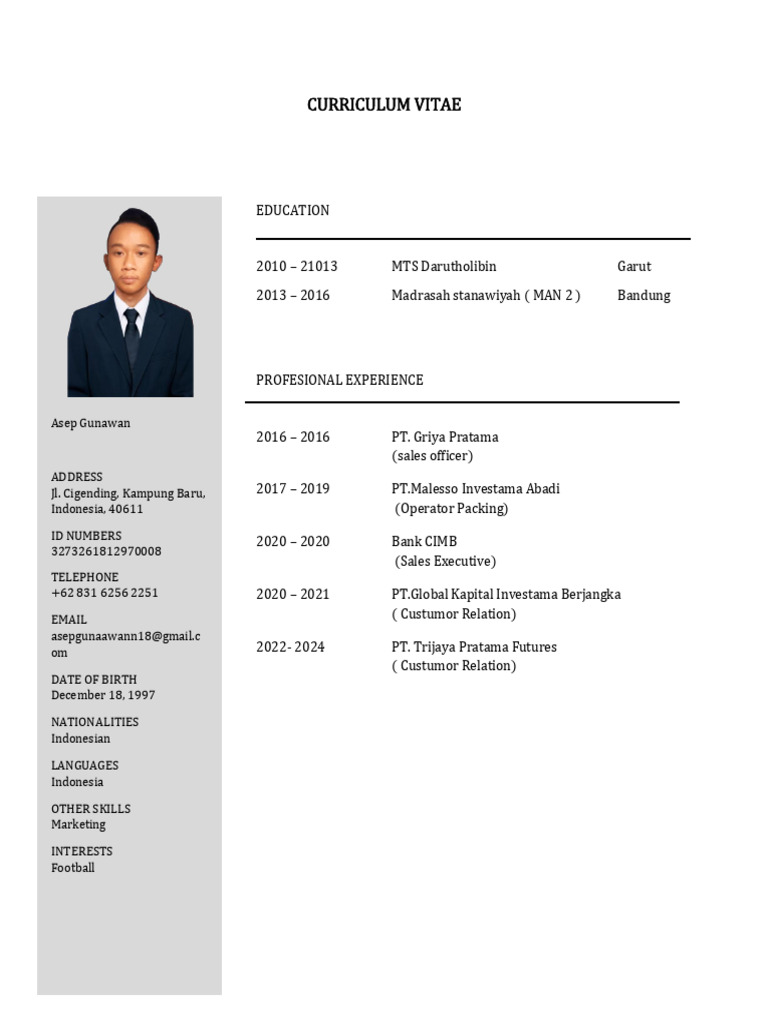 Asep Gunawan's Professional CV | PDF