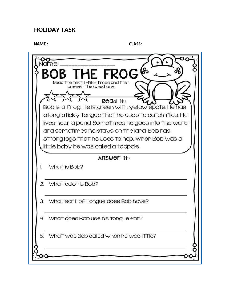 Holiday Task Year 2 | PDF