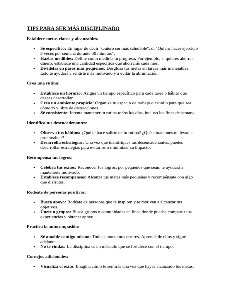 Pasos para Ser Más Disciplinado | PDF | Crecimiento personal y ...