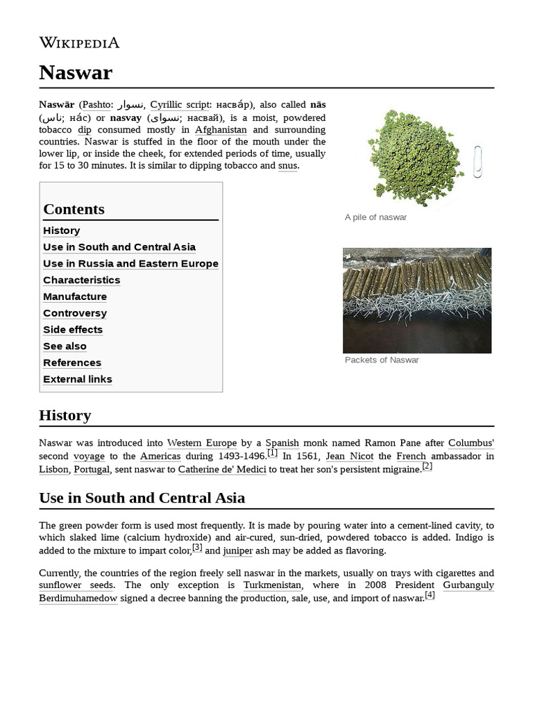 Naswar | PDF | Tobacco Products | Tobacco