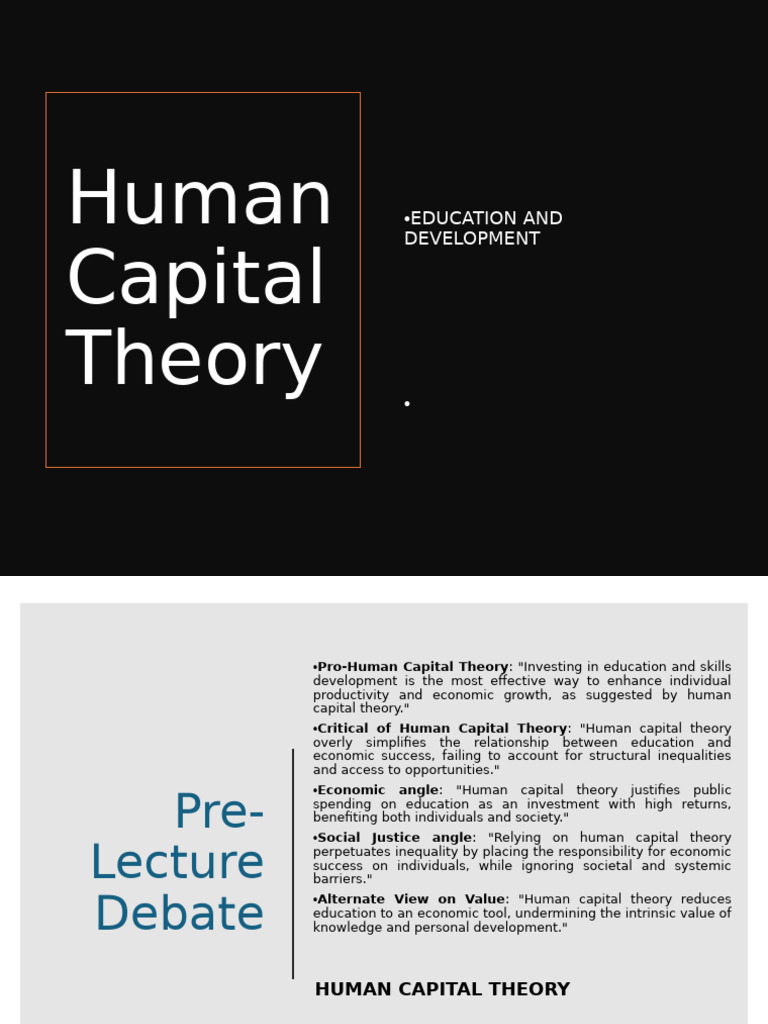 Lecture 3 Human Capital Theory 4 | PDF | Human Capital | Capital (Economics)