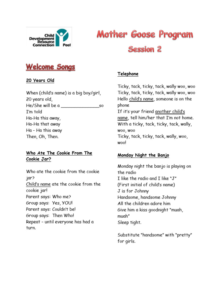 Mother Goose Songs for Kids | PDF | Beehive