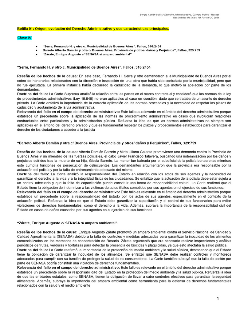 Resumen de Fallos 1P (Acotado) - 1 | PDF | Debido al proceso | Ley administrativa