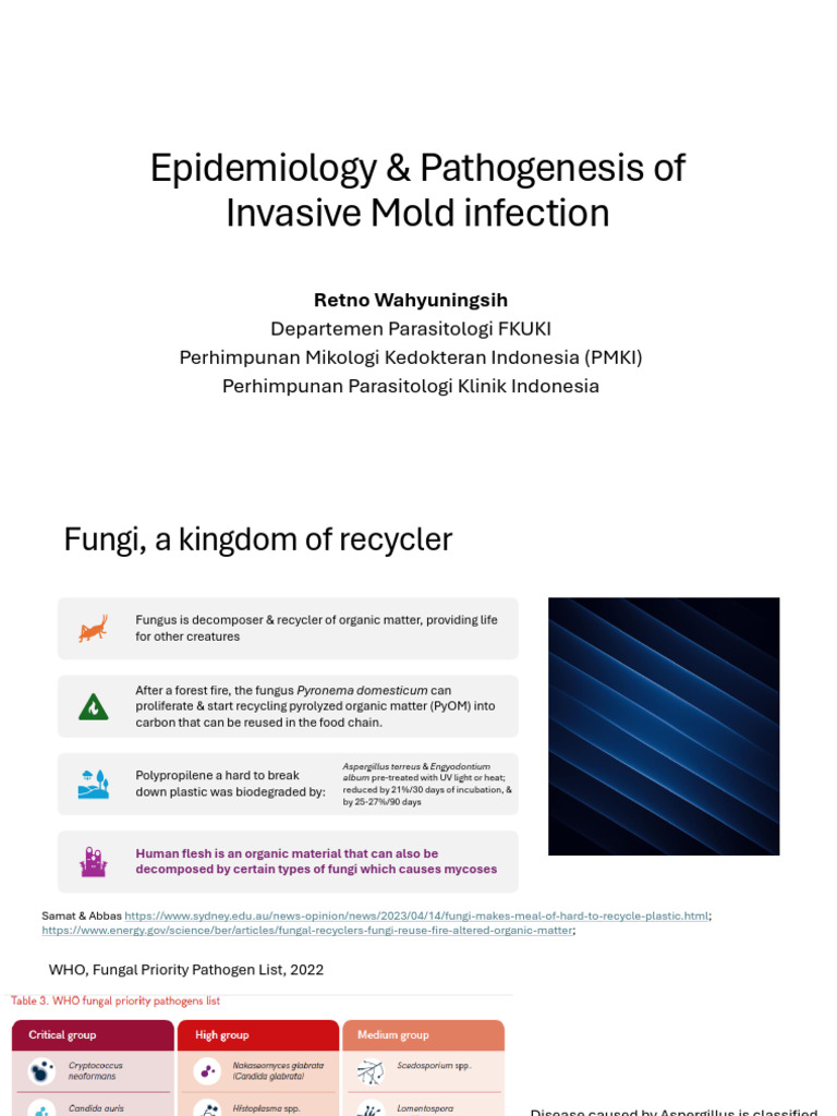 Epidemiology & Pathogenesis of Invasive Mold Infection - 25 Oktober 24 ...