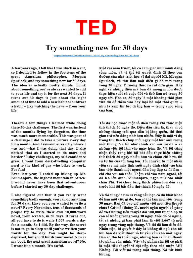 TED - Try Something New For 30 Days | PDF