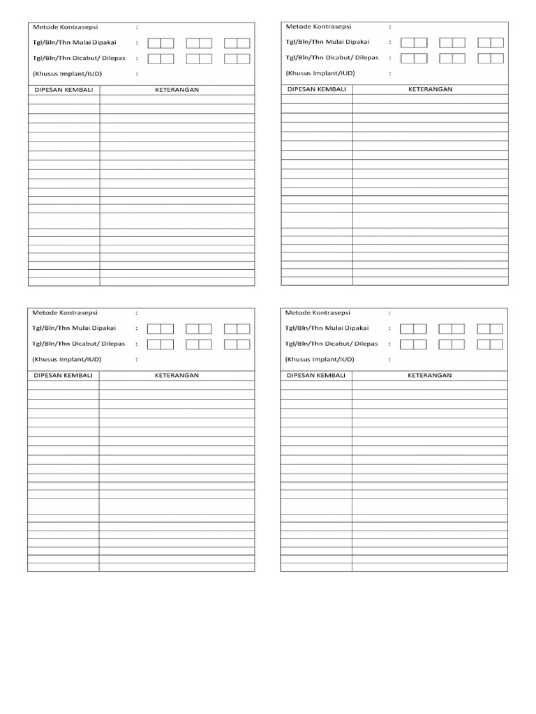 Contoh Kartu KB | PDF