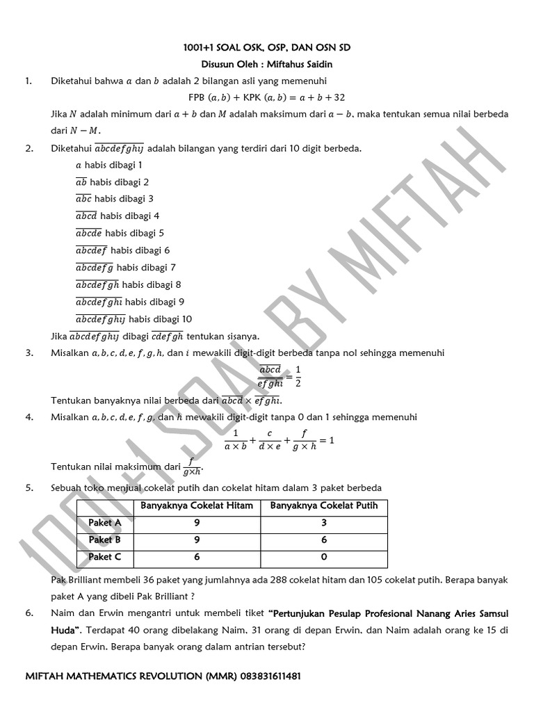 1001+1 Soal SD | PDF