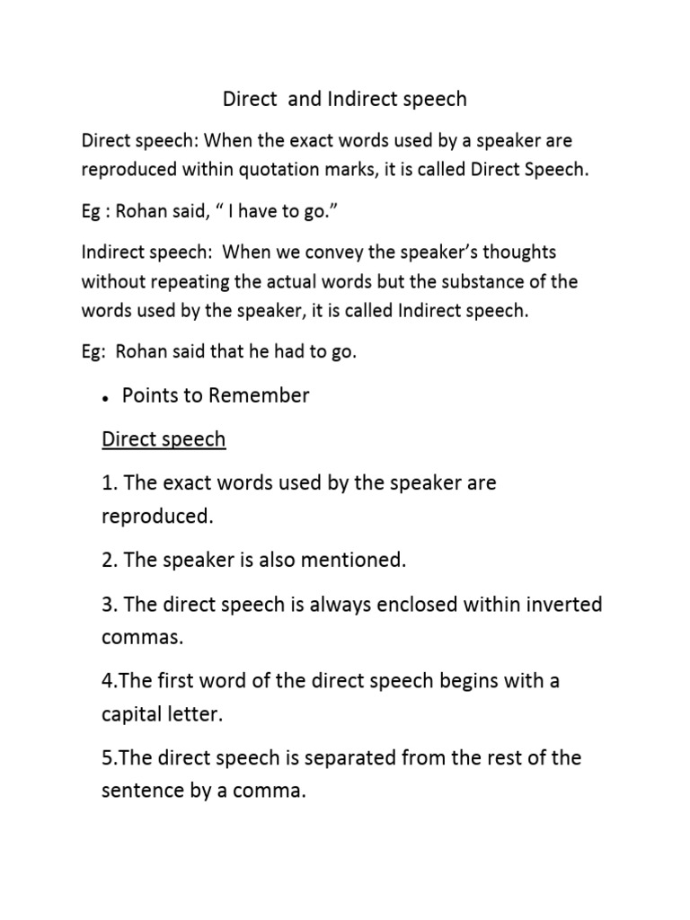 Direct vs. Indirect Speech Guide | PDF | Linguistics | Language Mechanics