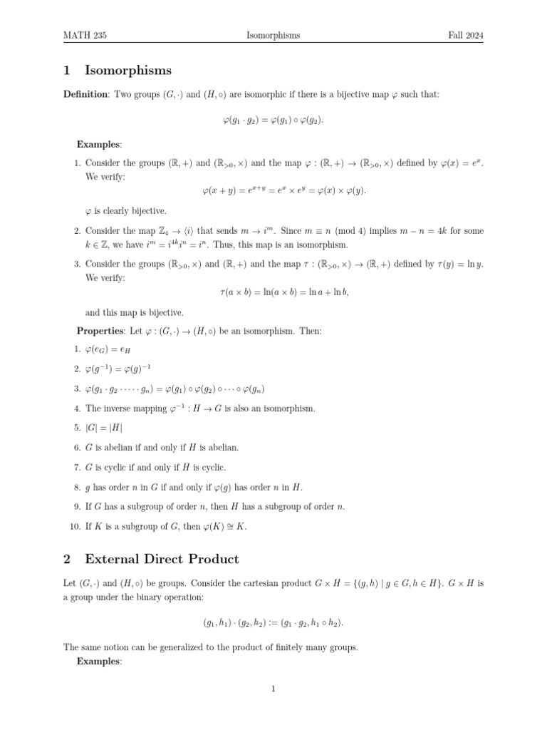 Isomorphism | PDF | Group Theory | Mathematical Analysis