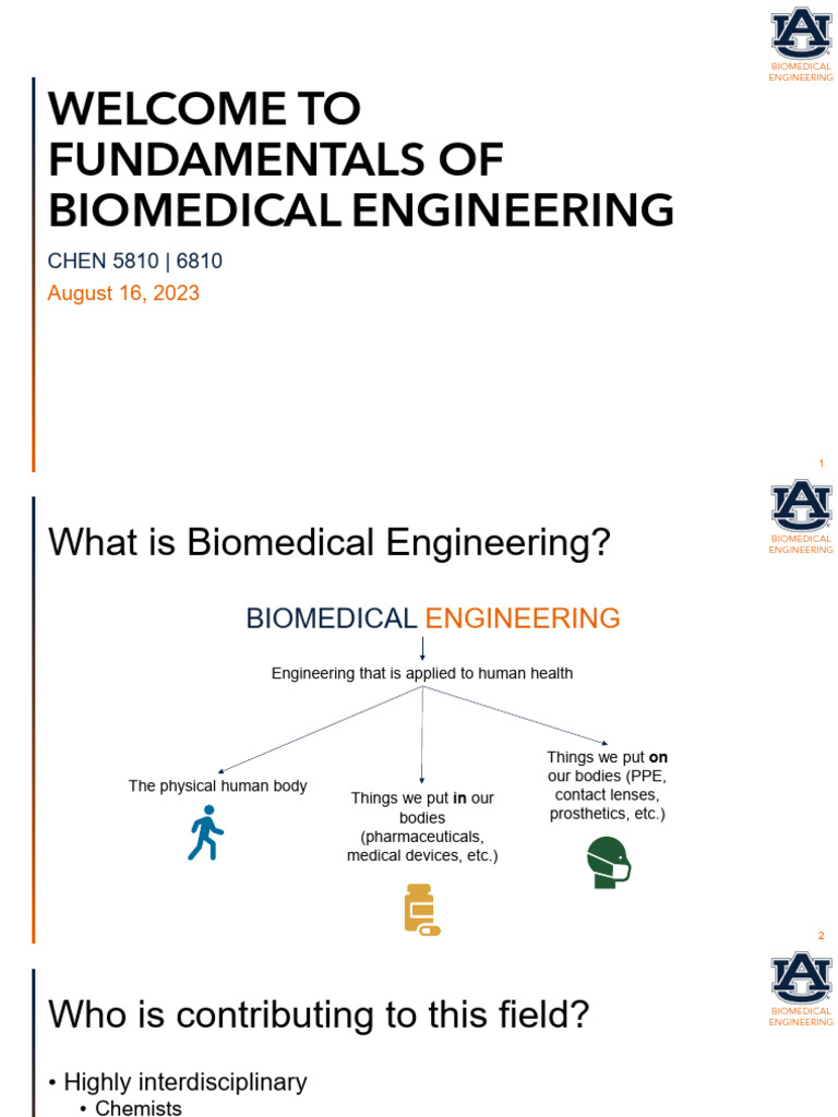 Lecture 1 - Introduction To Biomedical Engineering | PDF | Biomedical ...