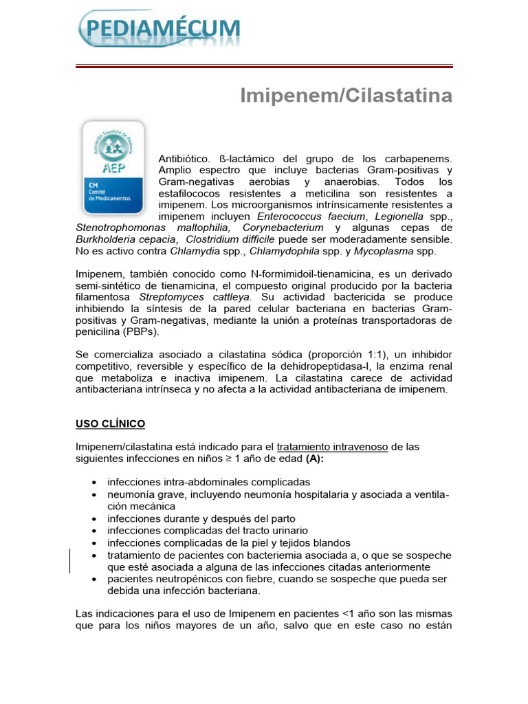 Imipenem Cilastatina | PDF | Antibióticos | Microbiología