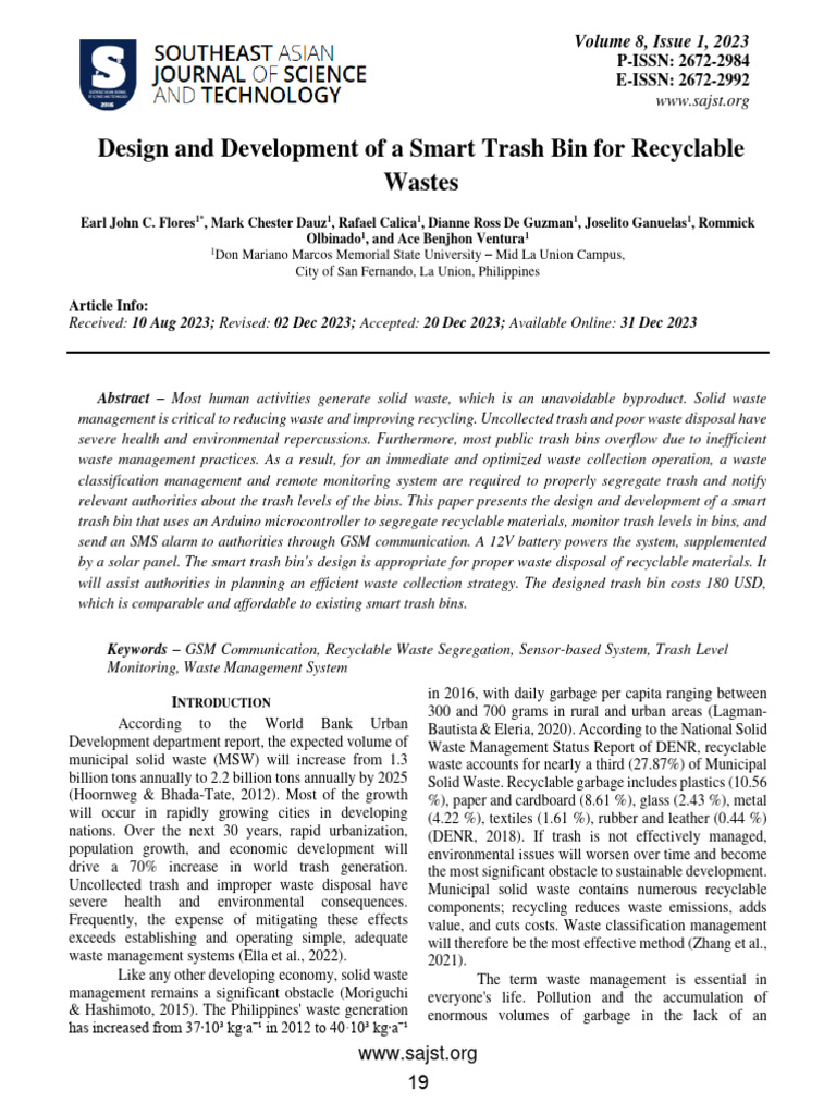 Design and Development of A Smart Trash | PDF | Waste Management | Waste