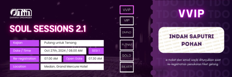 E-Ticket - VVIP - Soul Sessions 2.1 (SESI 1) | PDF