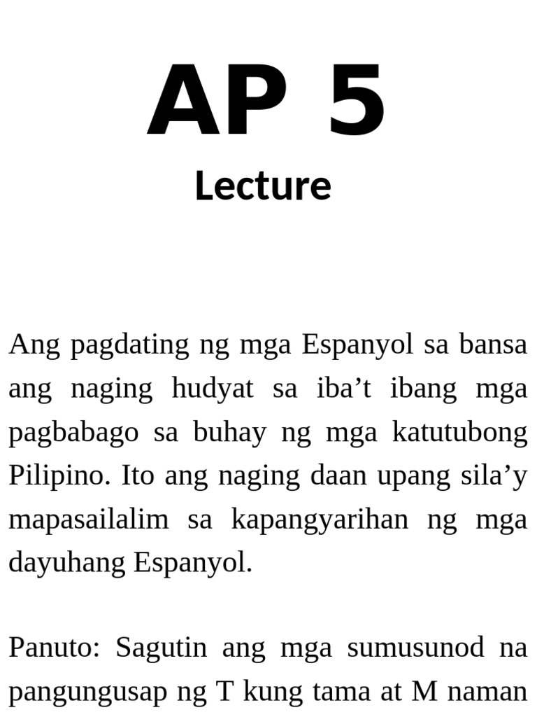 EPP 5 Pagsasanay Week 4 | PDF