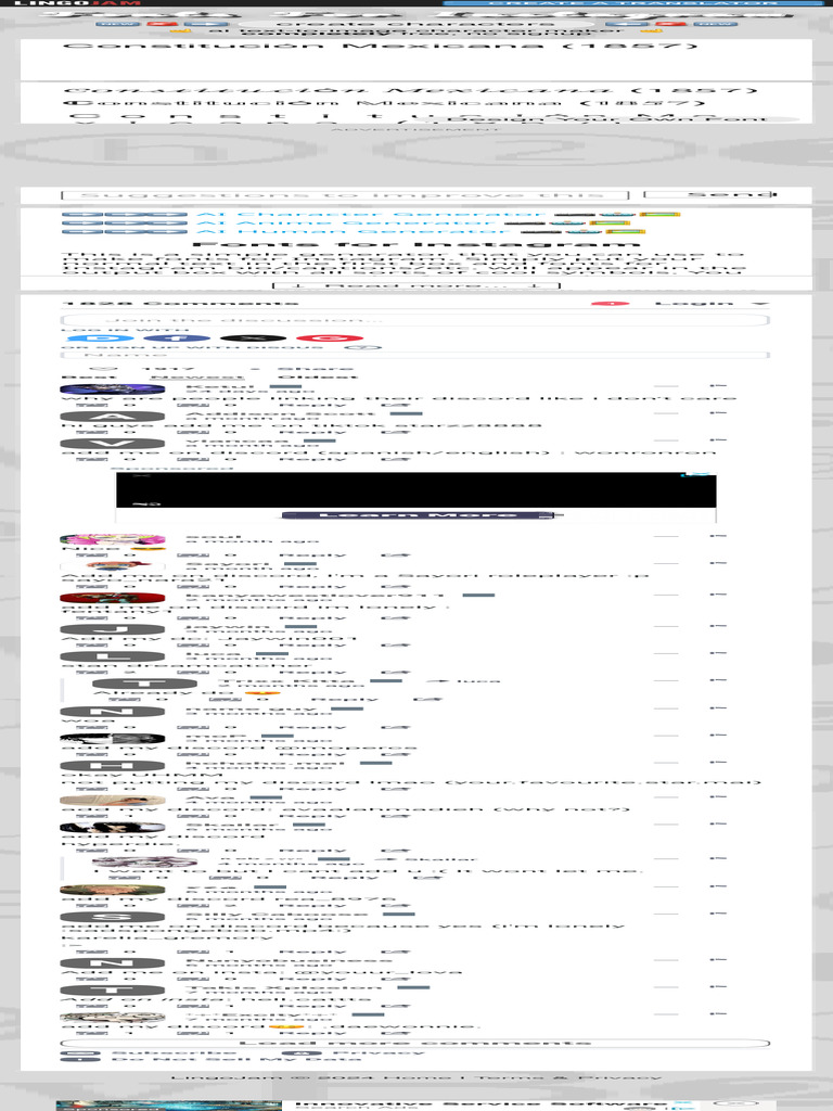 Fonts For Instagram (???? ??? ?????) LingoJam | PDF | Websites | Social ...
