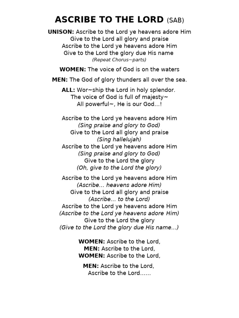 Ascribe to the Lord: A Worship Anthem | PDF