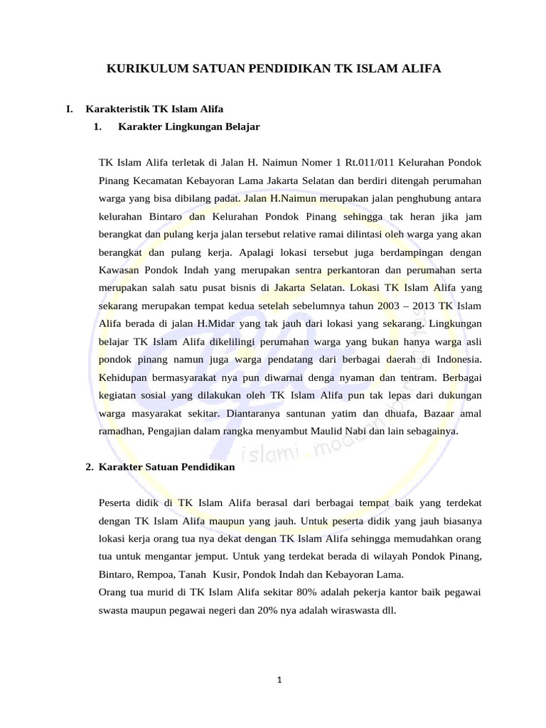 KSP TK ISLAM - Alifa | PDF