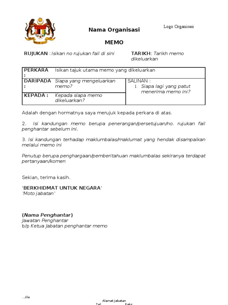 Format Memo Kerajaan | PDF