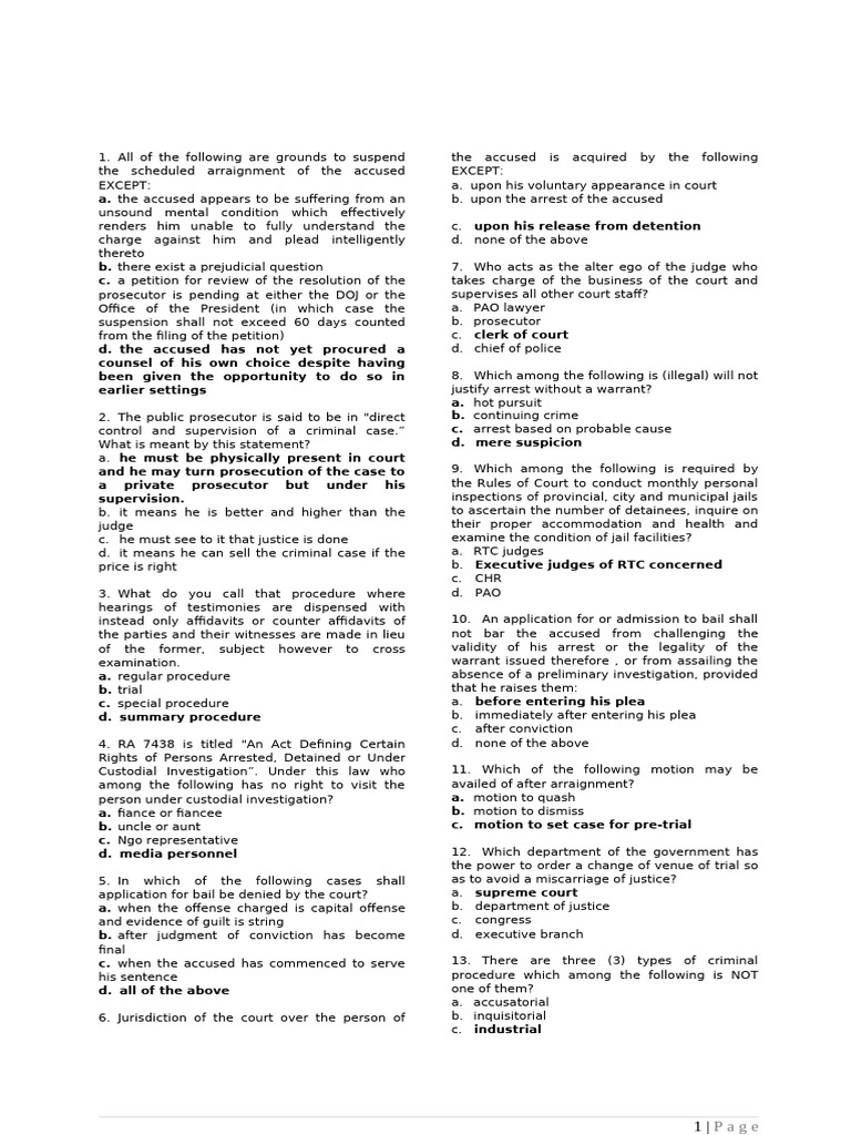 G2-CLJ-BET-RATIO-ans. Key | PDF | Plea | Prosecutor