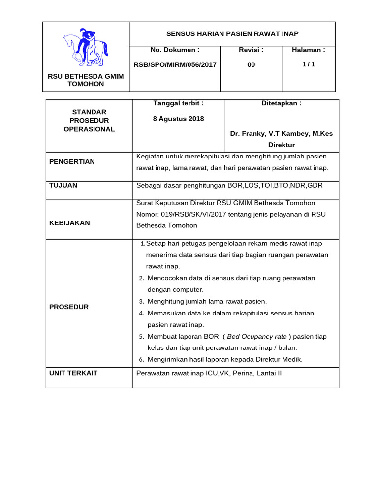 Spo Sensus Harian Pasien Rawat Inap | PDF