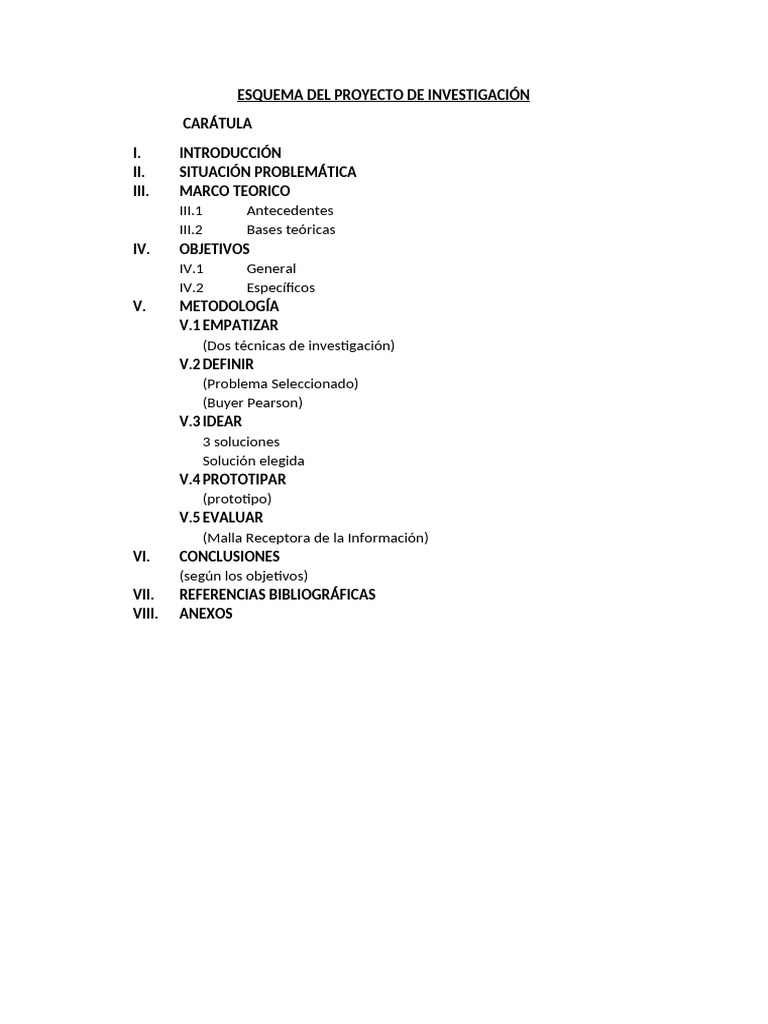 Esquema Del Proyecto de Investigación | PDF
