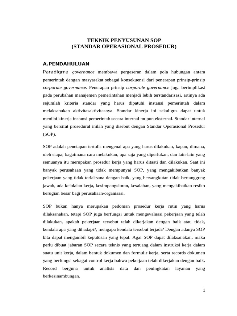 Teknik Penyusunan Sop | PDF