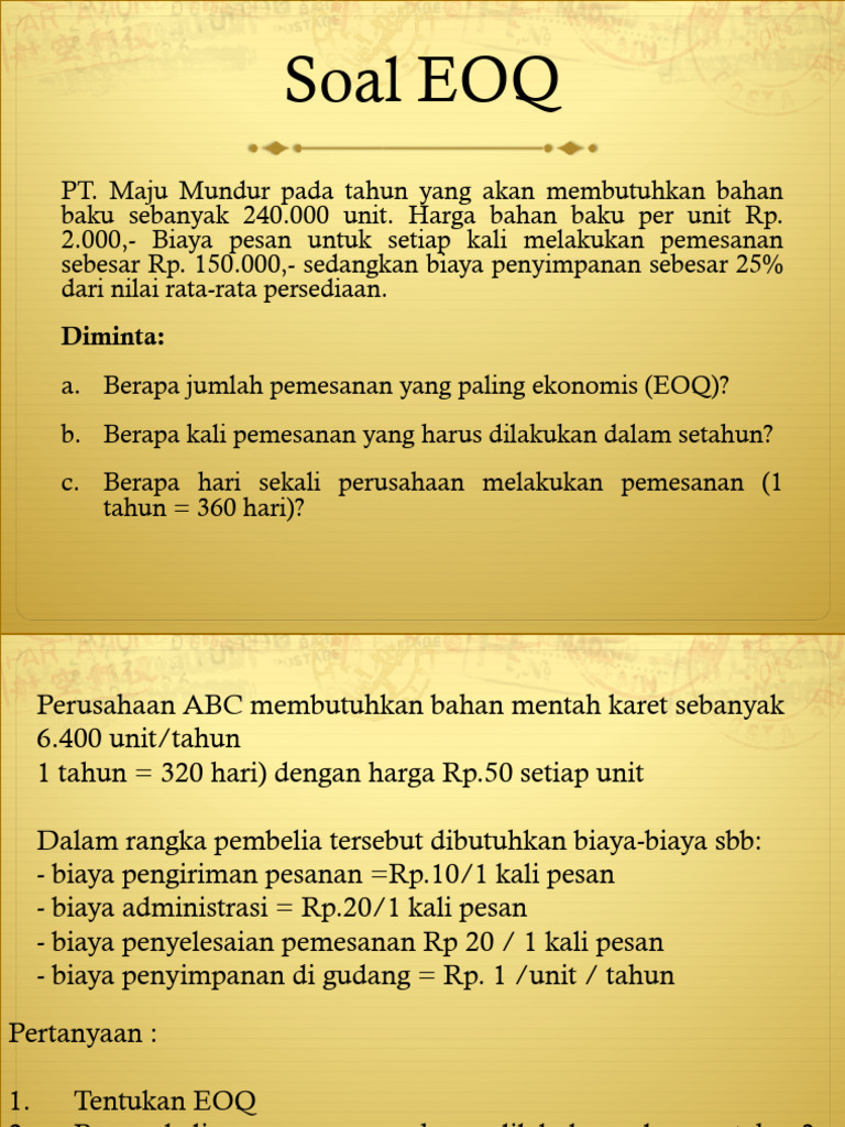 Soal EOQ | PDF | Bisnis | Sains & Matematika