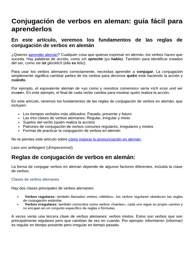 Conjugación de Verbos en Aleman | PDF | Verbo | Idioma aleman