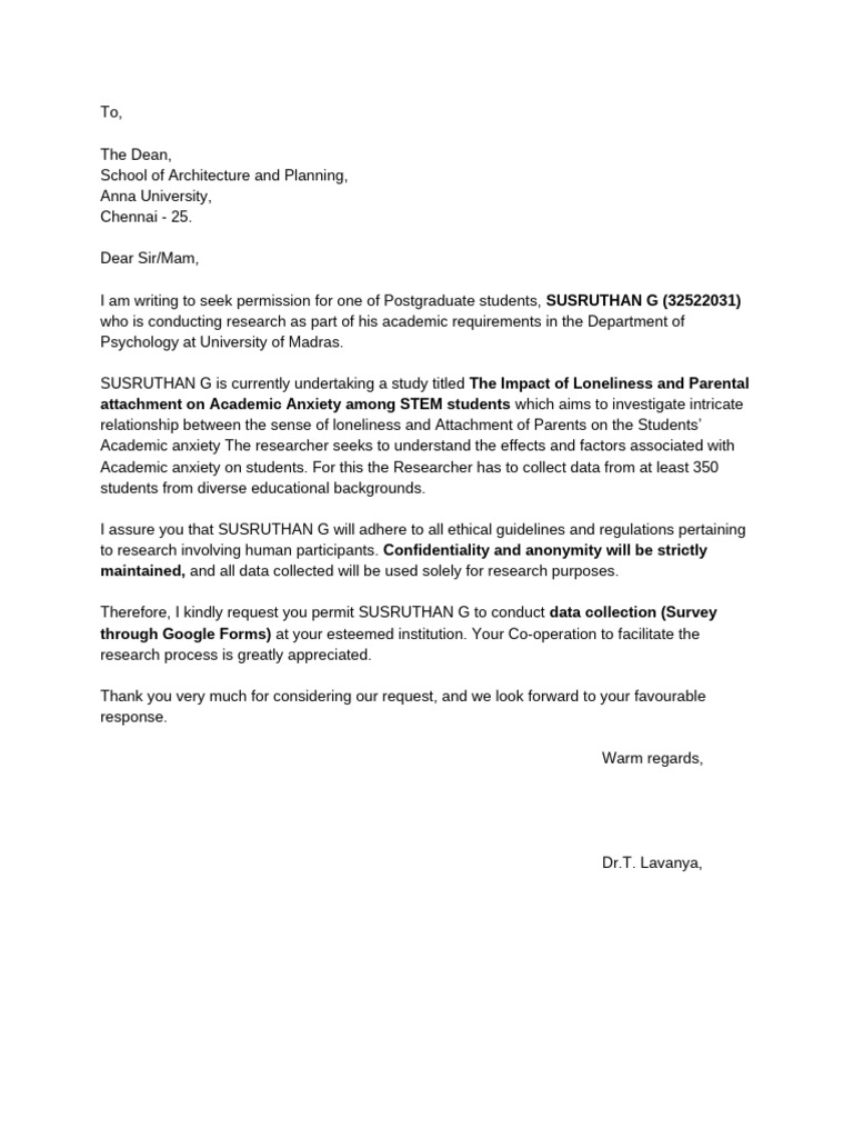 Letter For Data Collection | PDF | Career & Growth | Self-Improvement