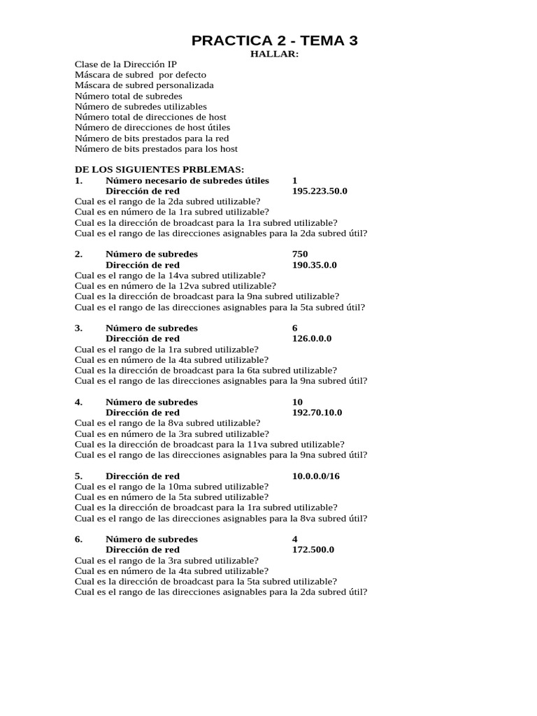 Práctica de Subneteo y Direcciones IP | PDF | Arquitectura de internet | Internet