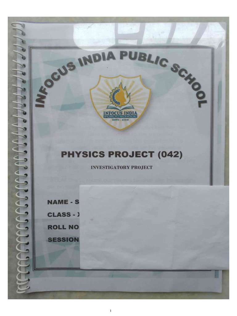 Physics Project (Investigatory Project) Class 12 | PDF