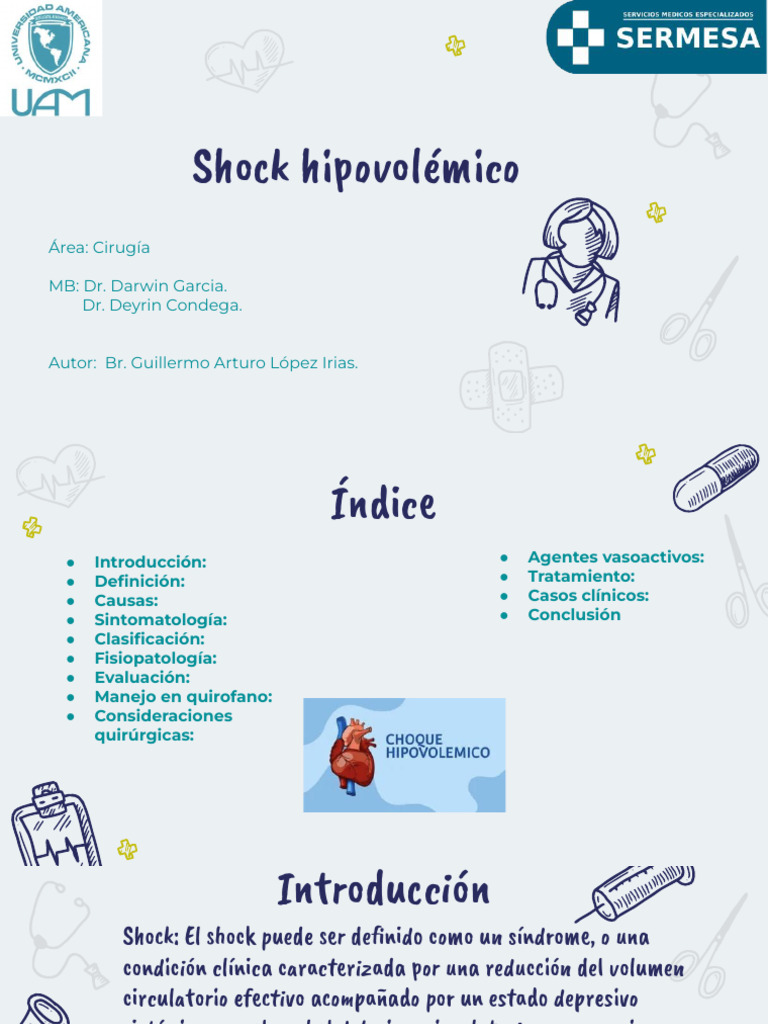 Shock Hipovolémico: Causas y Tratamiento | PDF | Enfermedades y ...