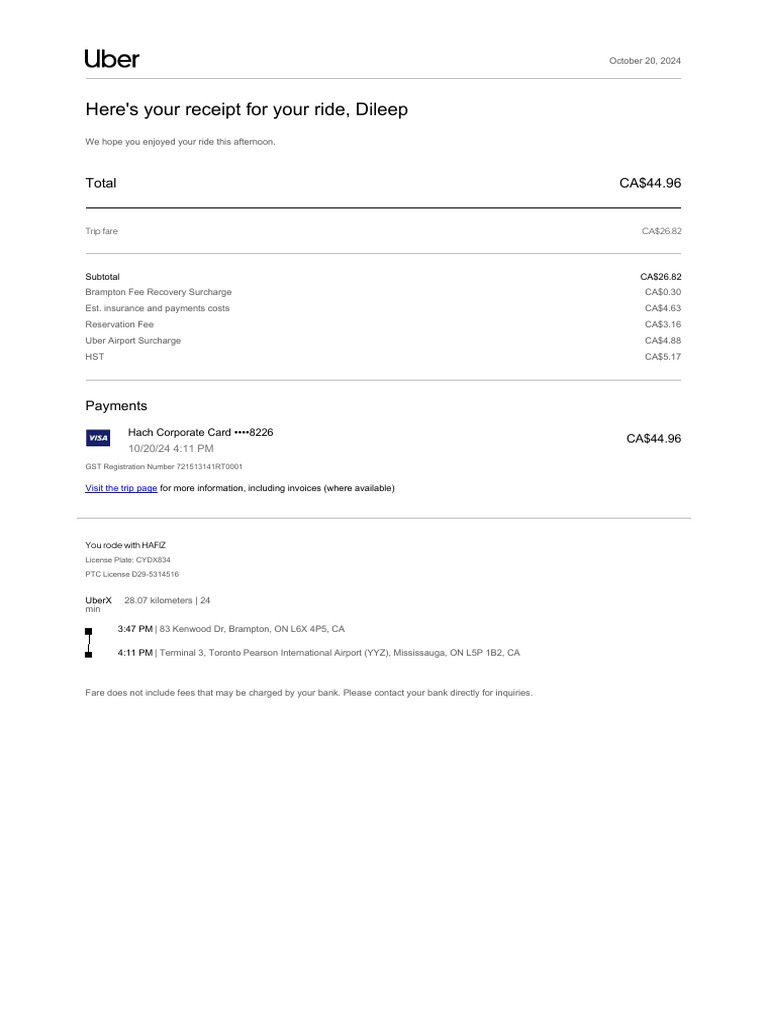 Uber Receipt | PDF