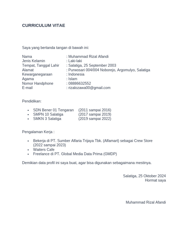 Curriculum Vitae Rizal | PDF