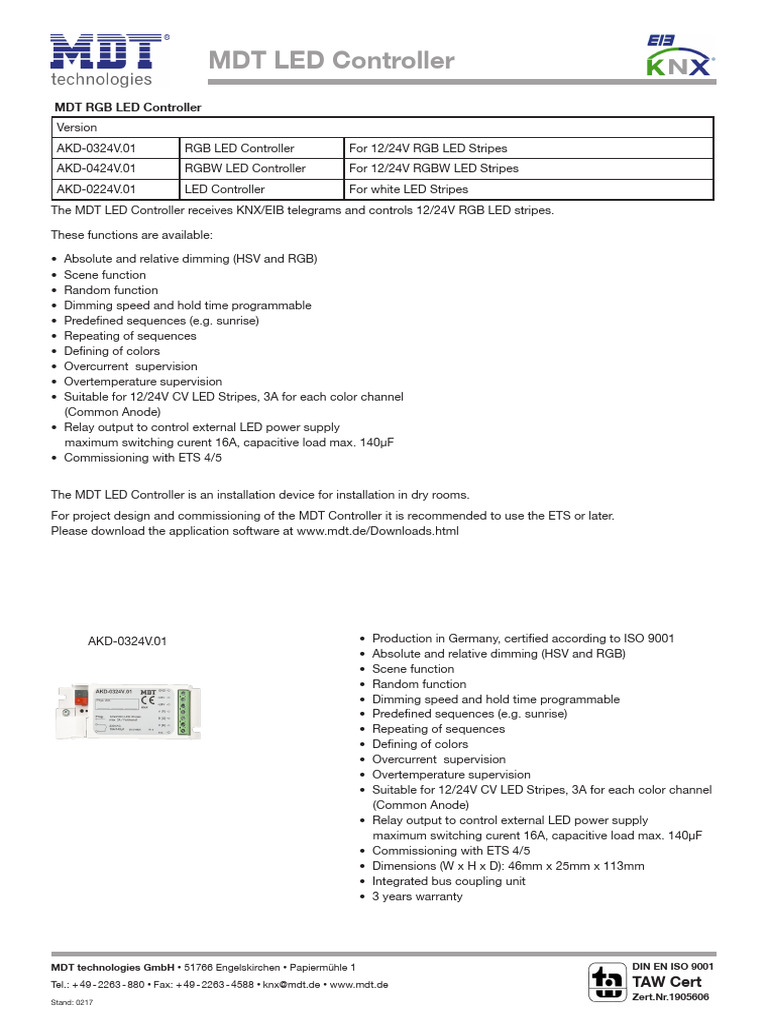 MDT DS LED Controller UP 01 | PDF | Power Supply | Rgb Color Model