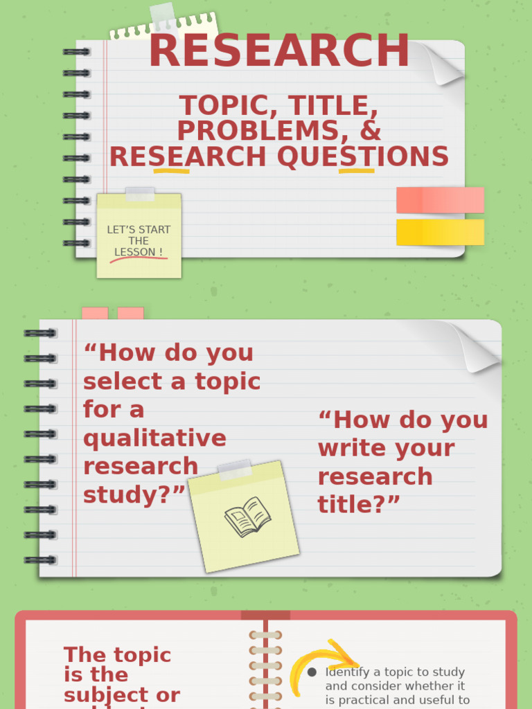 Research Topic&Title - Reserach Problem - Research Question | PDF ...