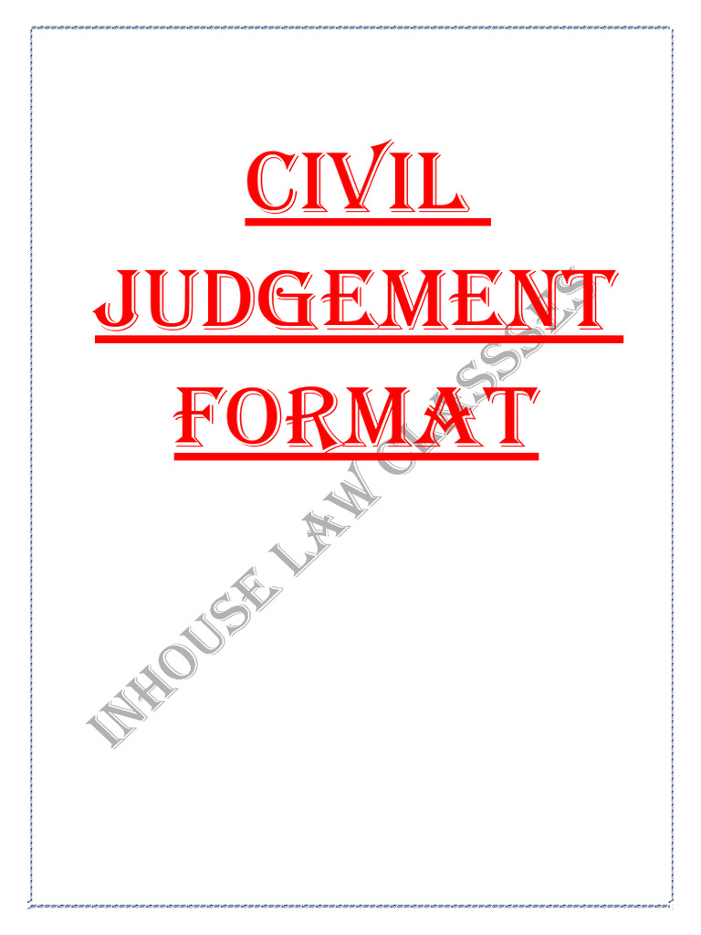 Civil Judgement format | PDF | Lawsuit | Judgment (Law)