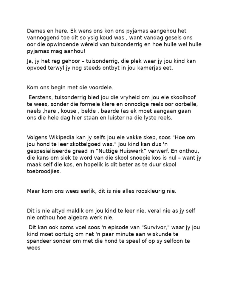 Marna Afrikaans Toespraak | PDF