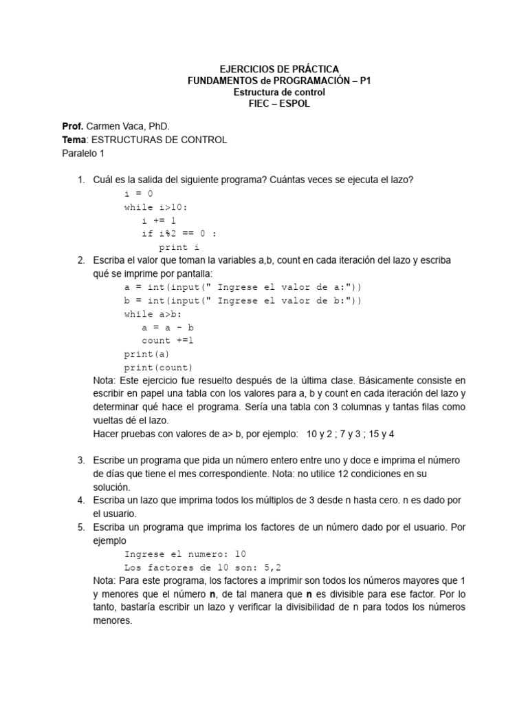 Ejercicios de Práctica - Estructuras de Control - FP | PDF | Triángulo | Programación de ...