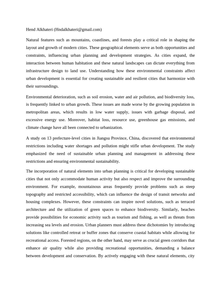 Natural Features Such As Mountains | PDF | Sustainability | Urban Planning