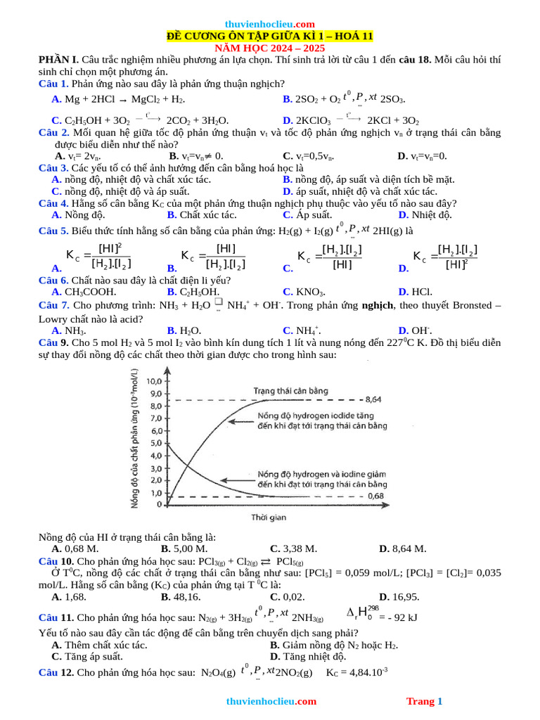 De Cuong On Tap Giua HK1 Hoa 11 CTST CTM | PDF