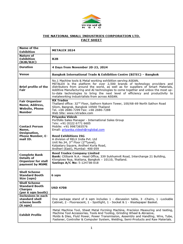 Fact Sheet Metalex Thailand | PDF | Travel Visa