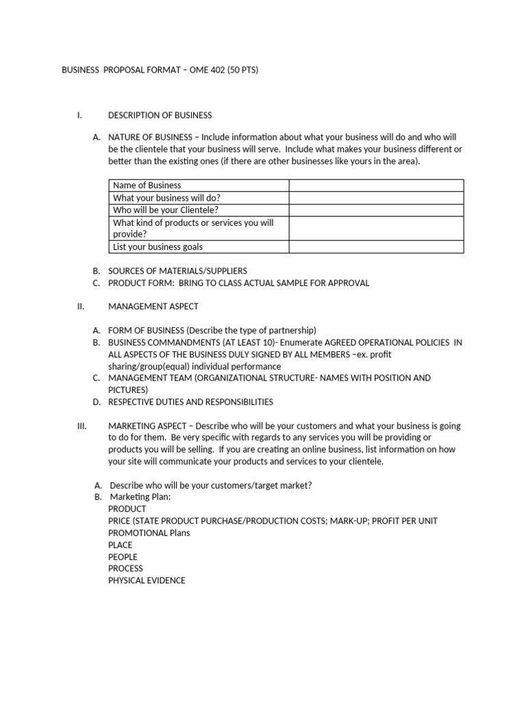Business Proposal Format Guide | PDF | Business | Marketing