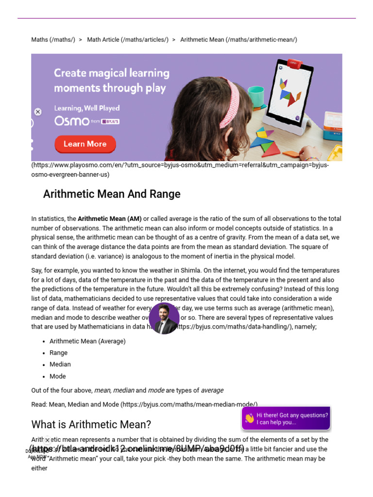 Arithmetic Mean - Definition, Formula, Properties, and Examples | PDF ... Arithmetic Mean - Definition, Formula, Properties, and Examples | PDF ...