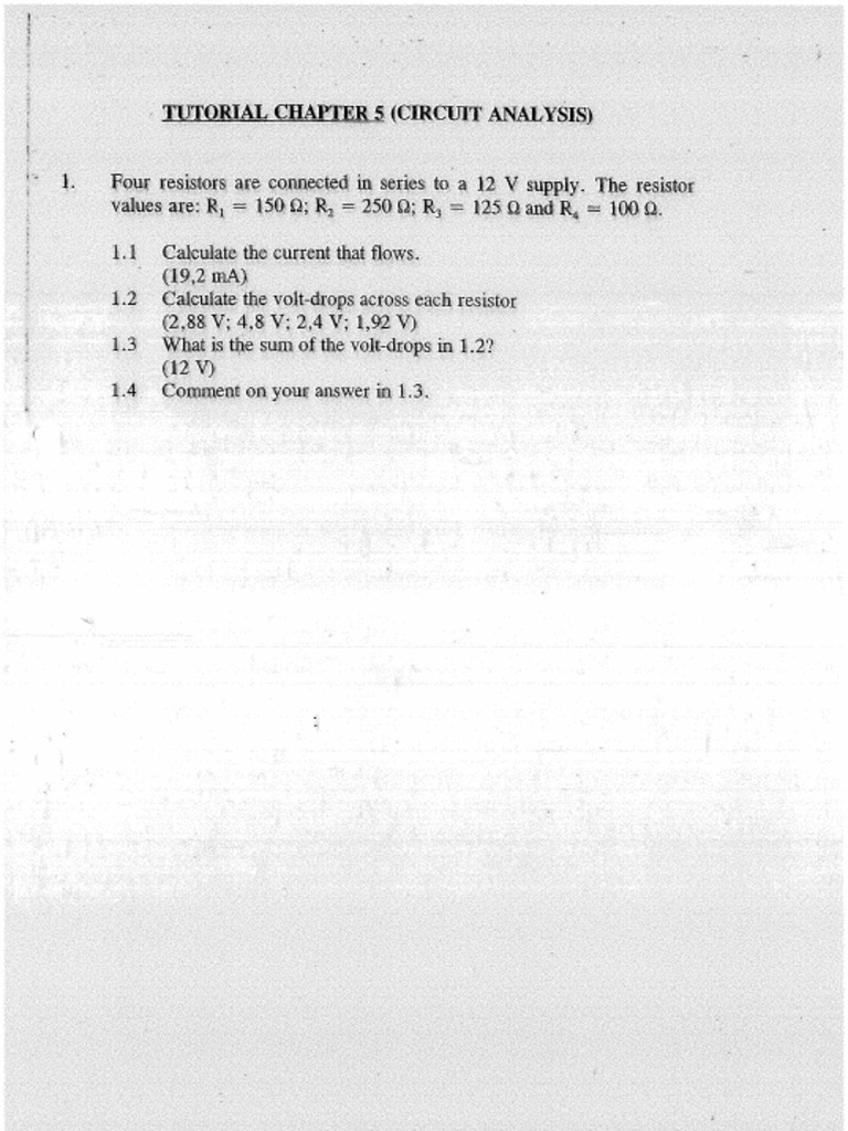 Tutorial Questions (Circuit Analysis) | PDF