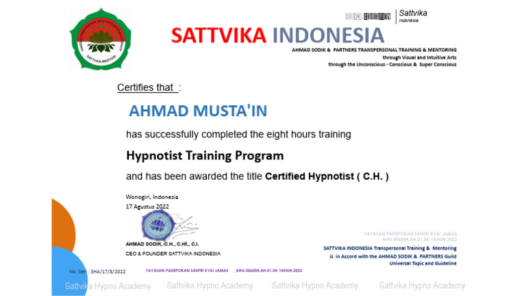Sertifikat C.H. Ahmad Musta'in | PDF